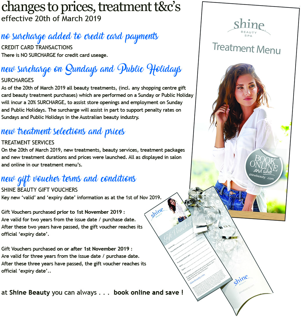 Shine Beauty Therapy Salons - Terms & Conditions
